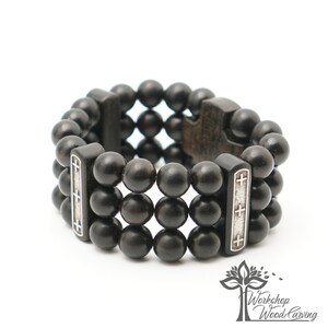 St Benedict Bracelet сut From Eben Wood and Silver Saint | Etsy