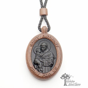 Eben Wood Saint Anthony Medal Necklace: Catholic Patron Saint Jewelry ...