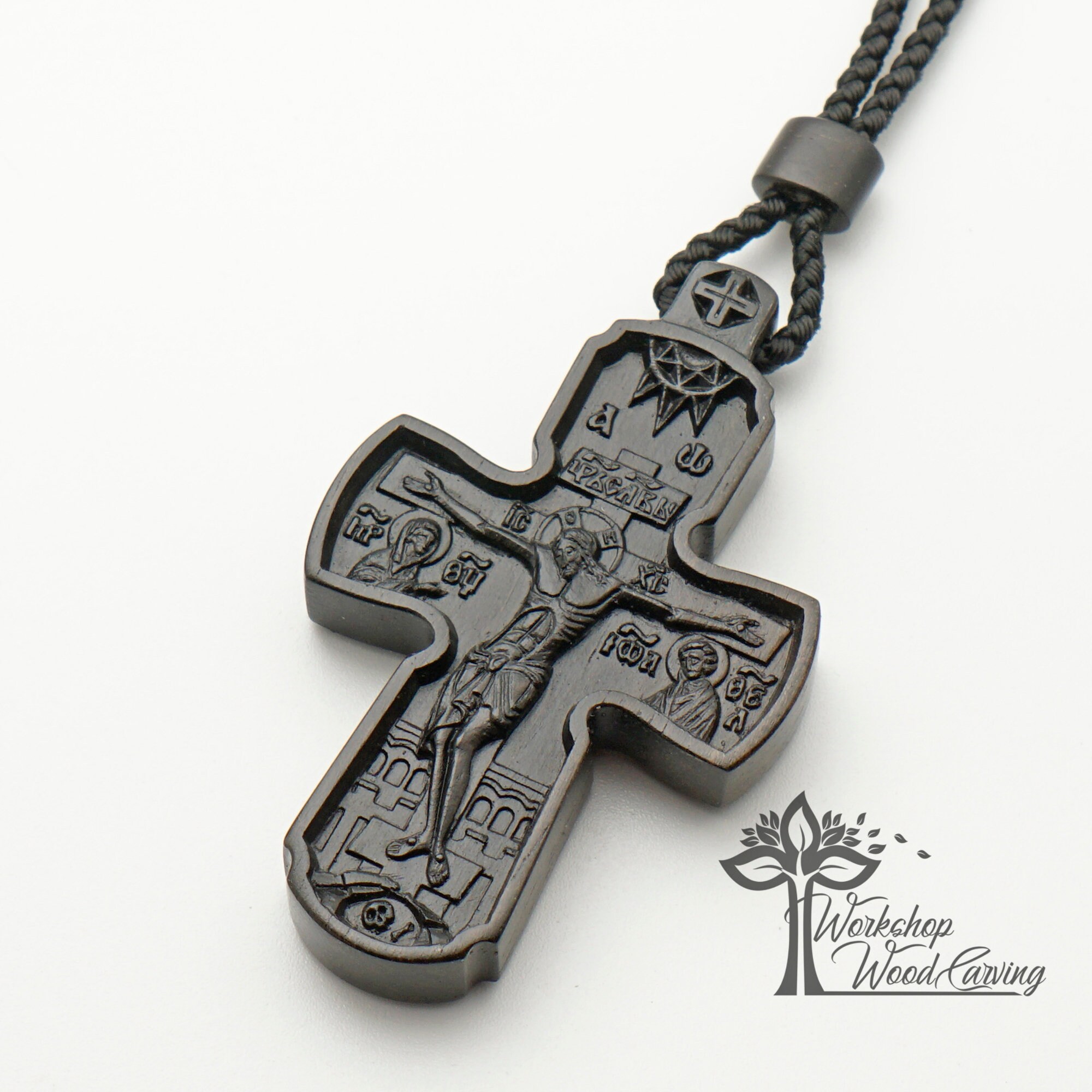 Necklace Orthodox Wooden Cross Christian Jewelry Crucifixion | Etsy