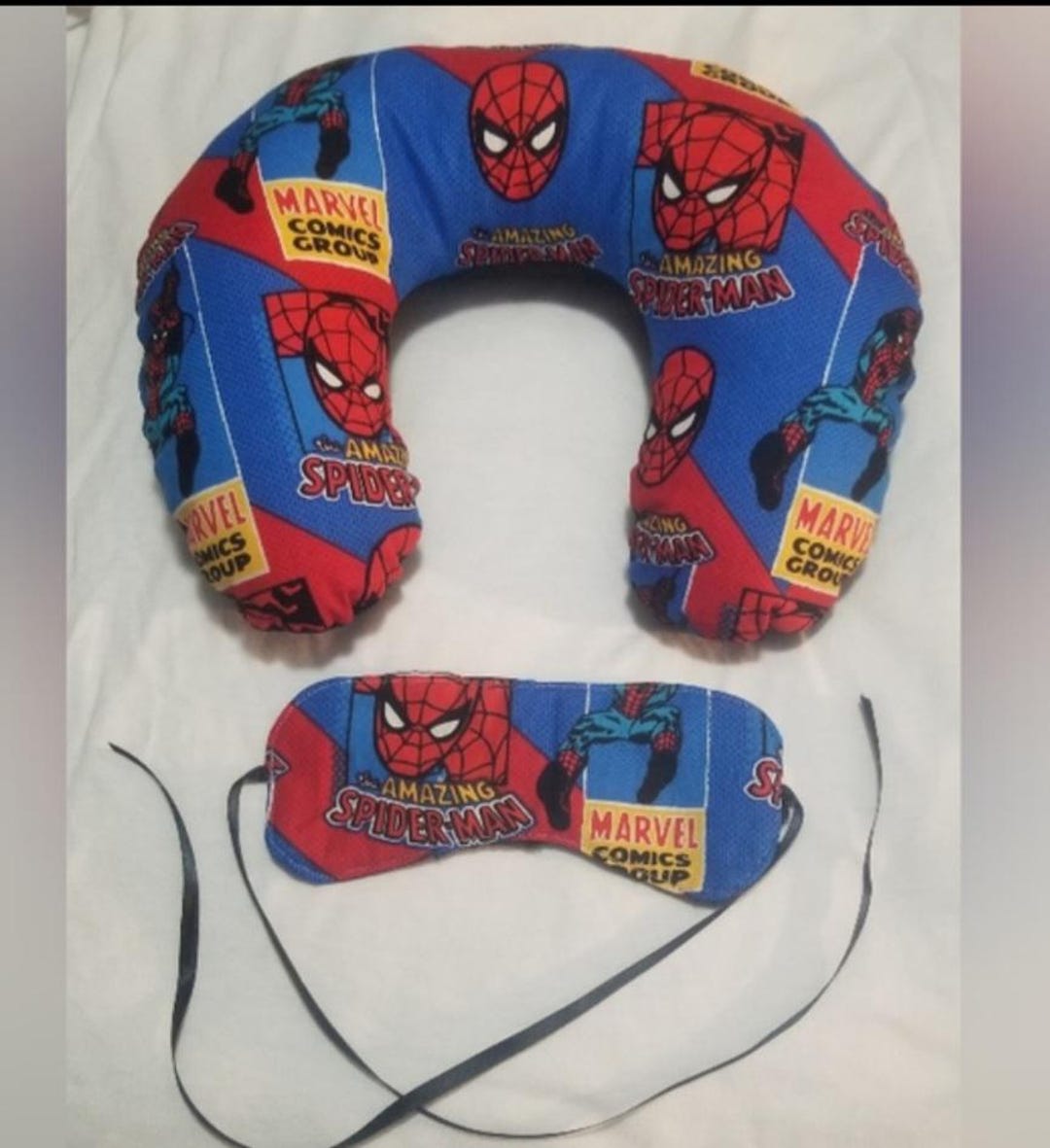 NWT Handcrafted Spiderman Neck Pillow and Sleep Mask. - Etsy