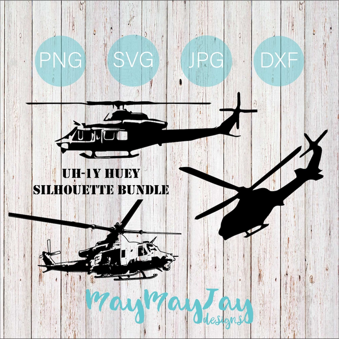 UH-1Y Huey Silhouette Bundle- Svg Png Dxf Jpg Files - Etsy