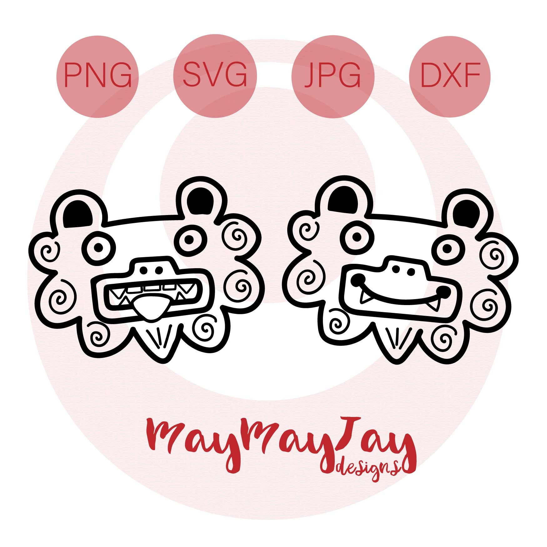 Okinawa Shisa Dog Heads- Outline- Svg Png Dxf Jpg Files - Etsy Australia