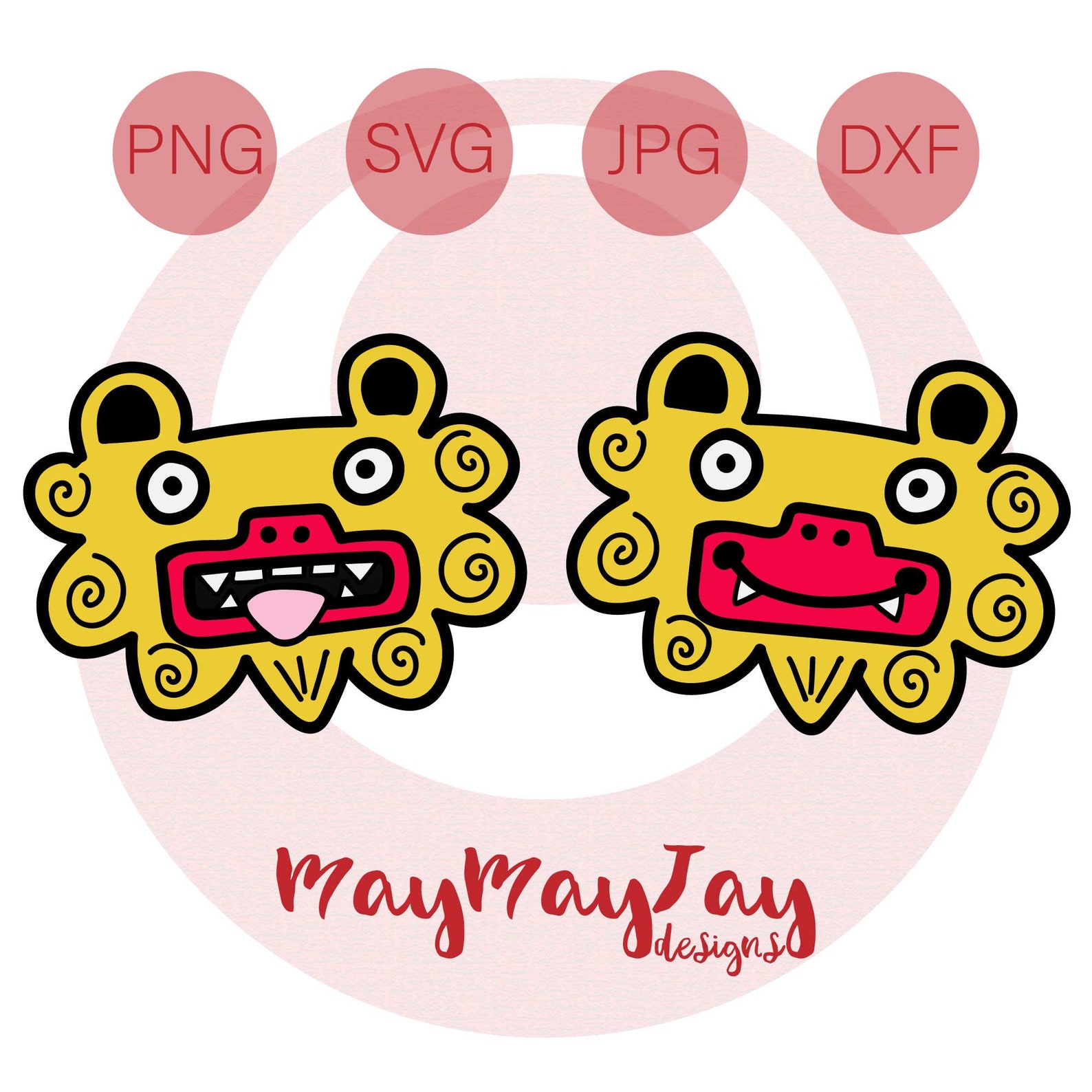 Okinawa Shisa Dog Heads Color Layers Svg Png Dxf Jpg Files - Etsy