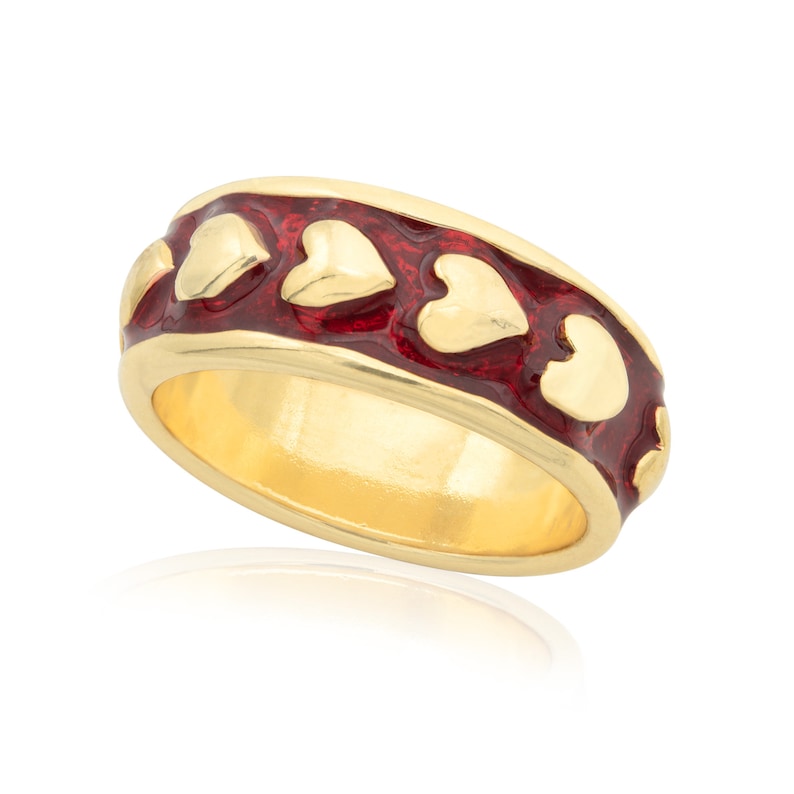 Vintage 18k Gold Electroplated Heart Band Ring - 1980s Stacking Ring - Etsy