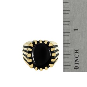 Vintage Ring 1980s Mens Genuine Onyx Antique 18kt Gold Plated Ring Man ...