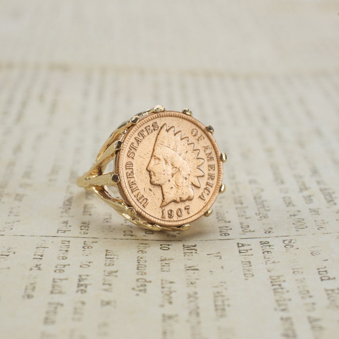 Vintage Indian Head Penny Ring: 18k Gold Electroplated Band - Etsy