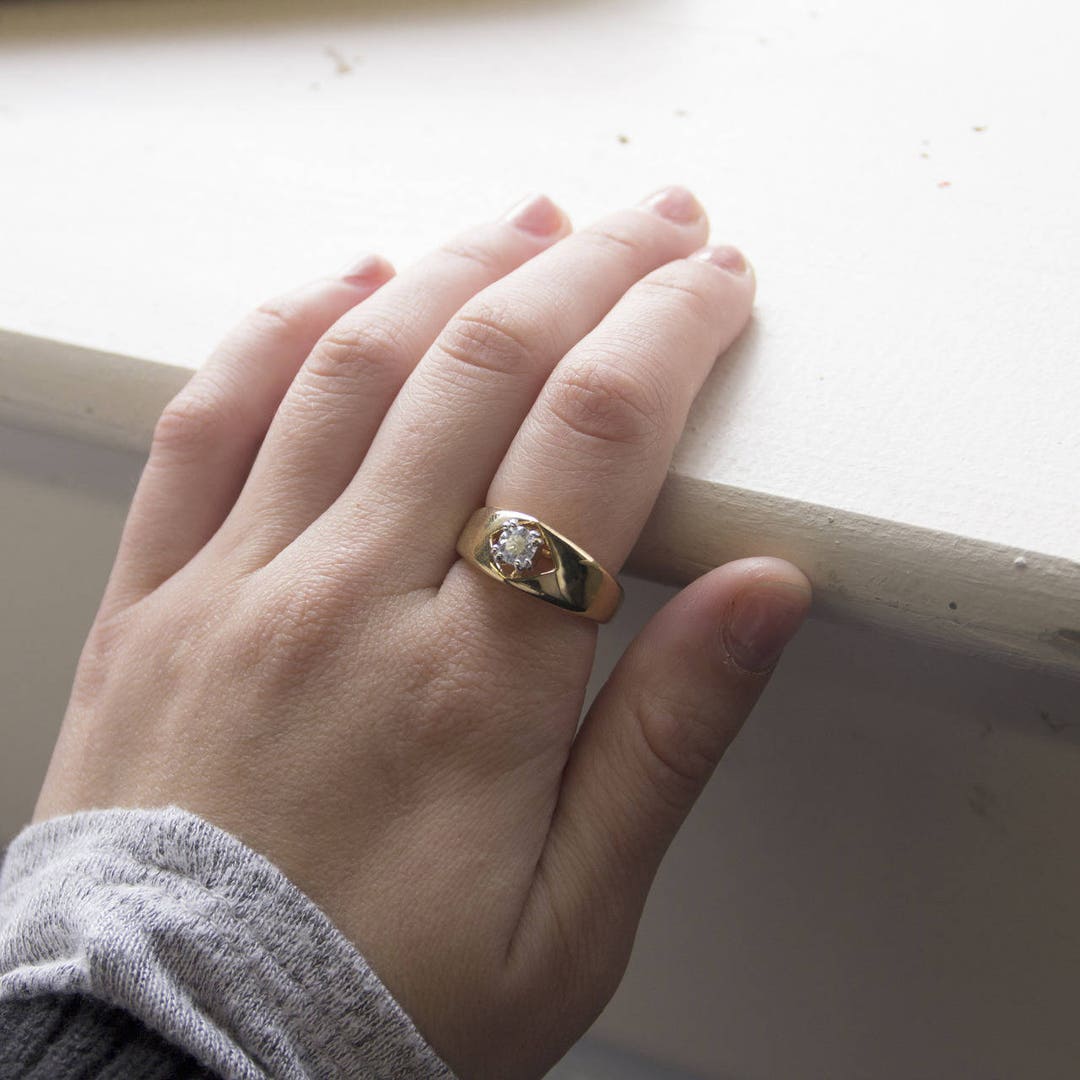 Vintage 18kt Gold Electroplated Ring: Austrian Crystal Engagement ...