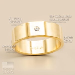 Vintage Wedding Band Style 18k Yellow Gold Electroplated Clear Austrian ...