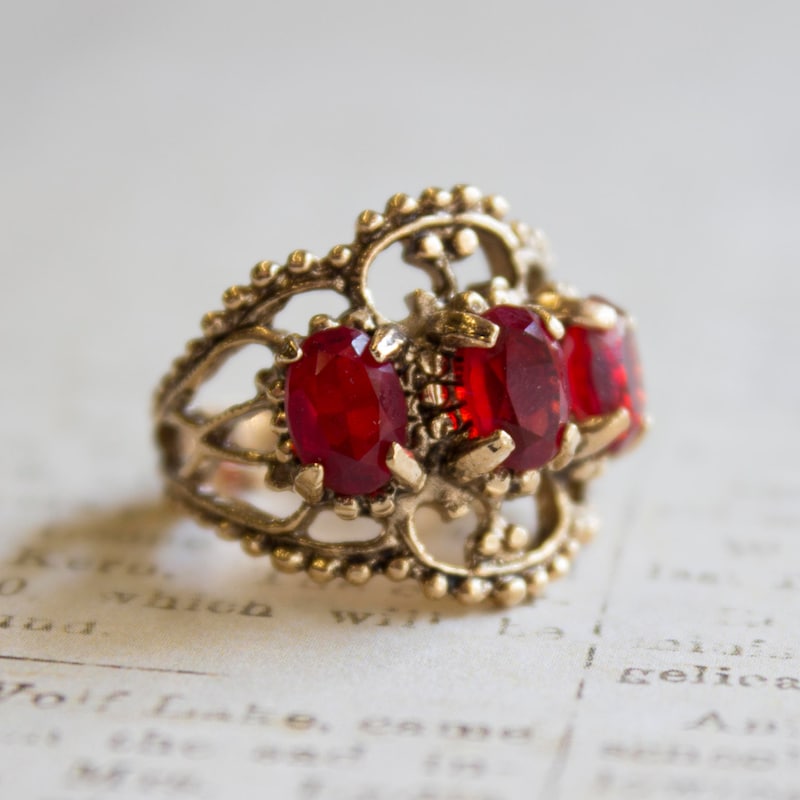 Ruby Filigree Ring - Etsy