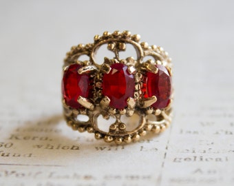 Ruby Filigree Ring - Etsy