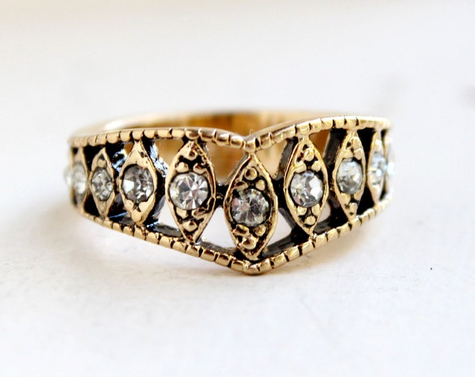 Vintage Edwardian Style Ring Antique 18 Kt Yellow Gold Electroplated ...