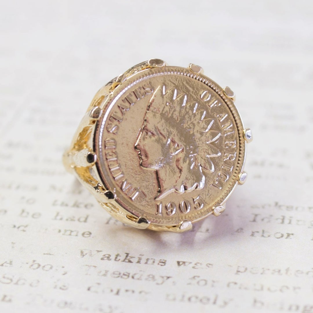 Vintage Indian Head Penny Ring: 18k Gold Electroplated Coin Jewelry - Etsy