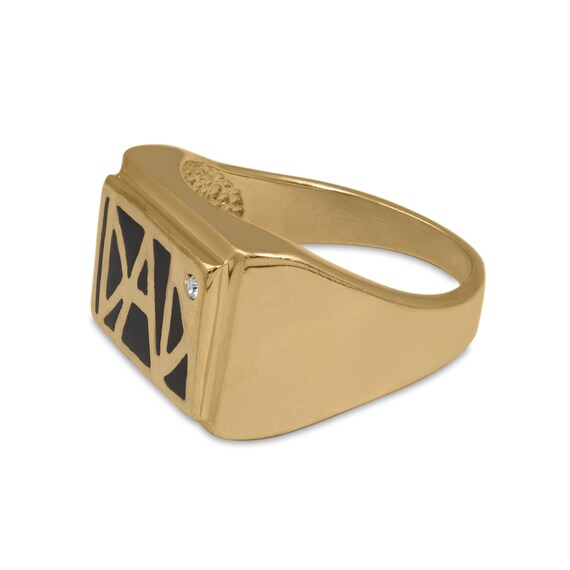 Antique Vintage Ring 1980s Mens DAD Ring Austrian Cry… - Gem