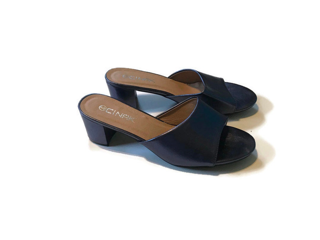 Vintage Metallic Blue Mules - Etsy