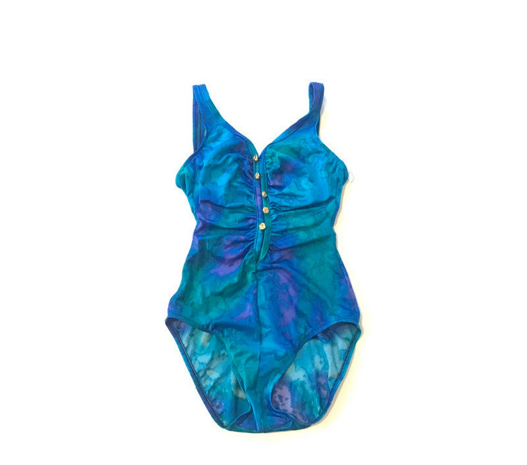Vintage 90s Blue and Turquoise Trippy One Piece Bathing Suit - Etsy