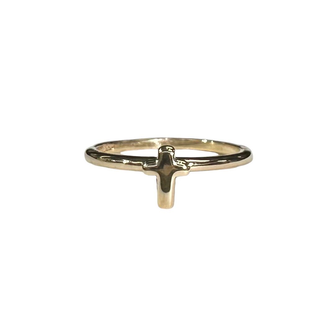Mini Cross Ring in 14K Gold - Etsy