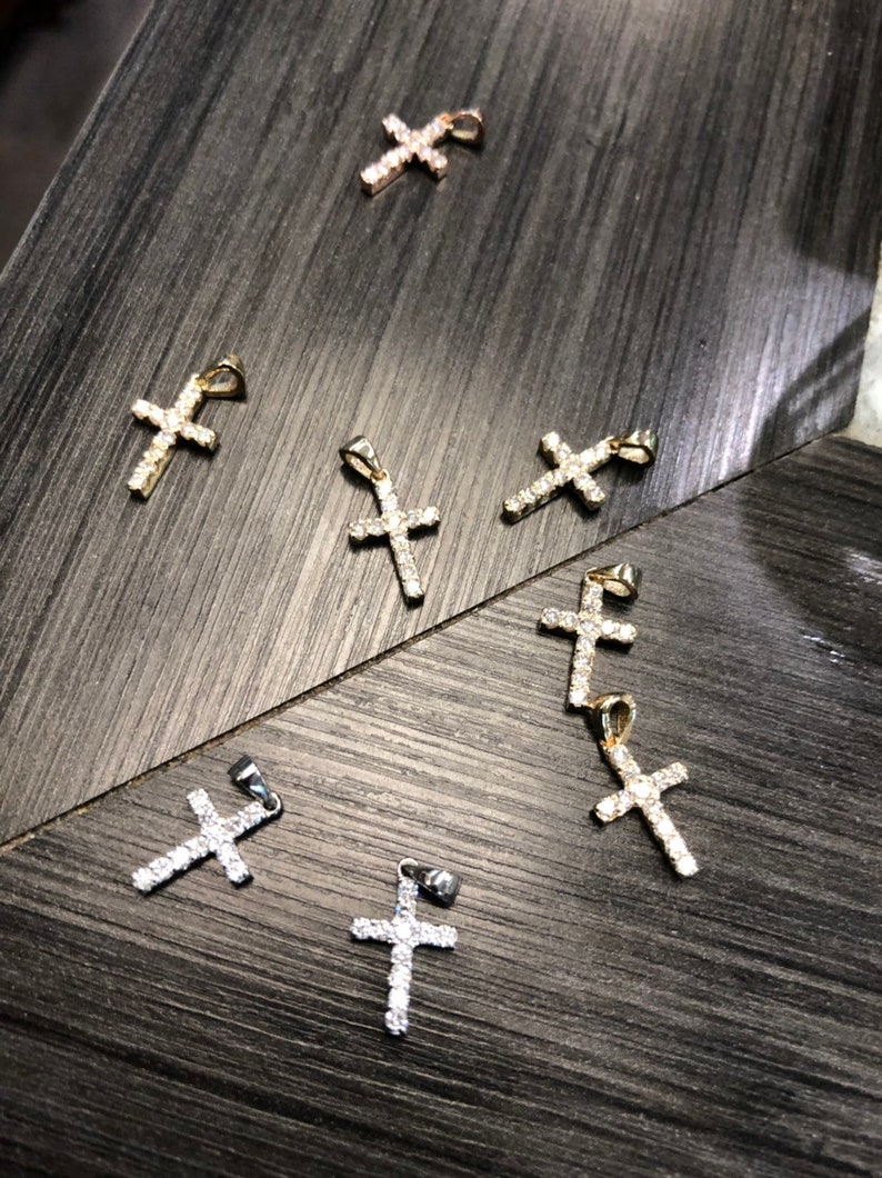 Mini Diamond Cross in 14k Gold | Etsy