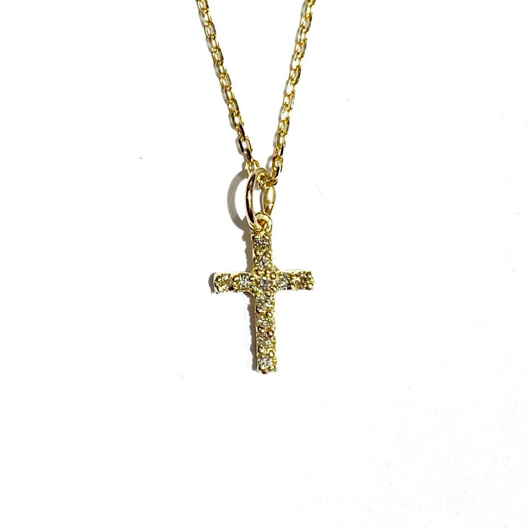 Mini Diamond Cross in 14k Gold - Etsy