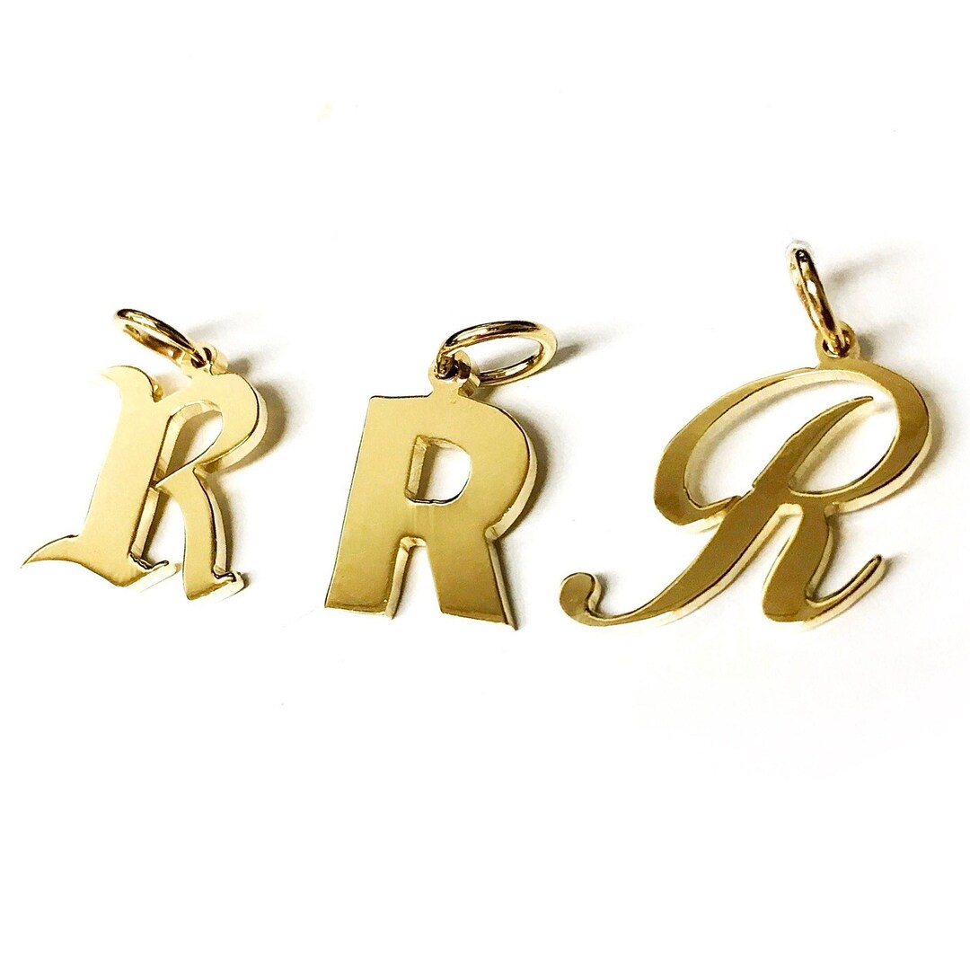 Initial Pendant in 14K Gold - Etsy