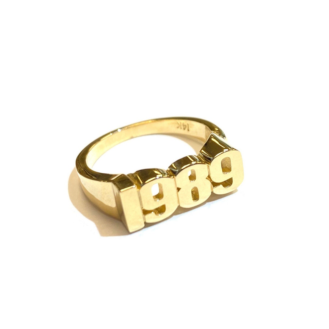 Thin Year Ring in 14K Gold - Etsy