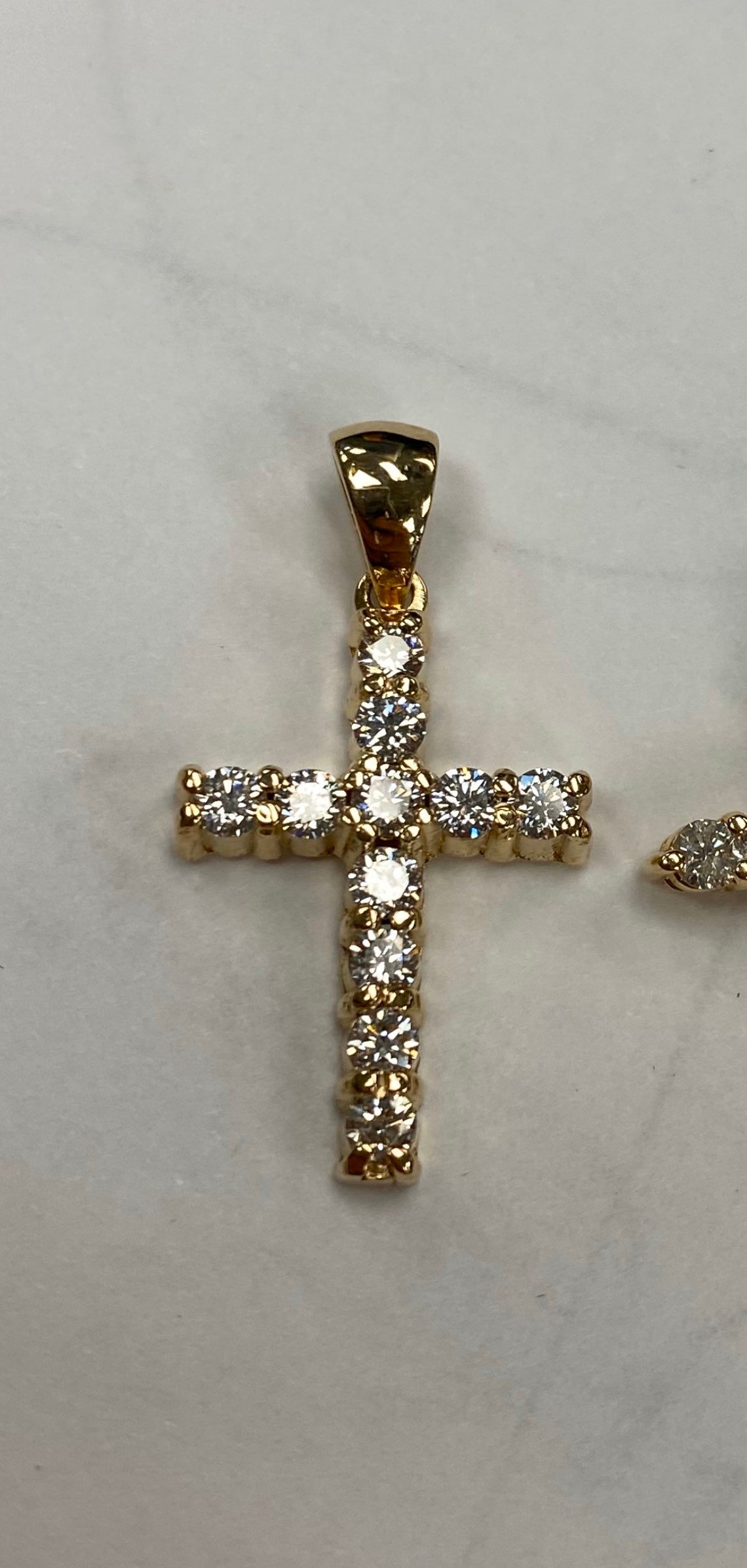 Diamond Mid Cross in 14K Gold | Etsy