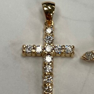 Diamond Mid Cross in 14K Gold | Etsy