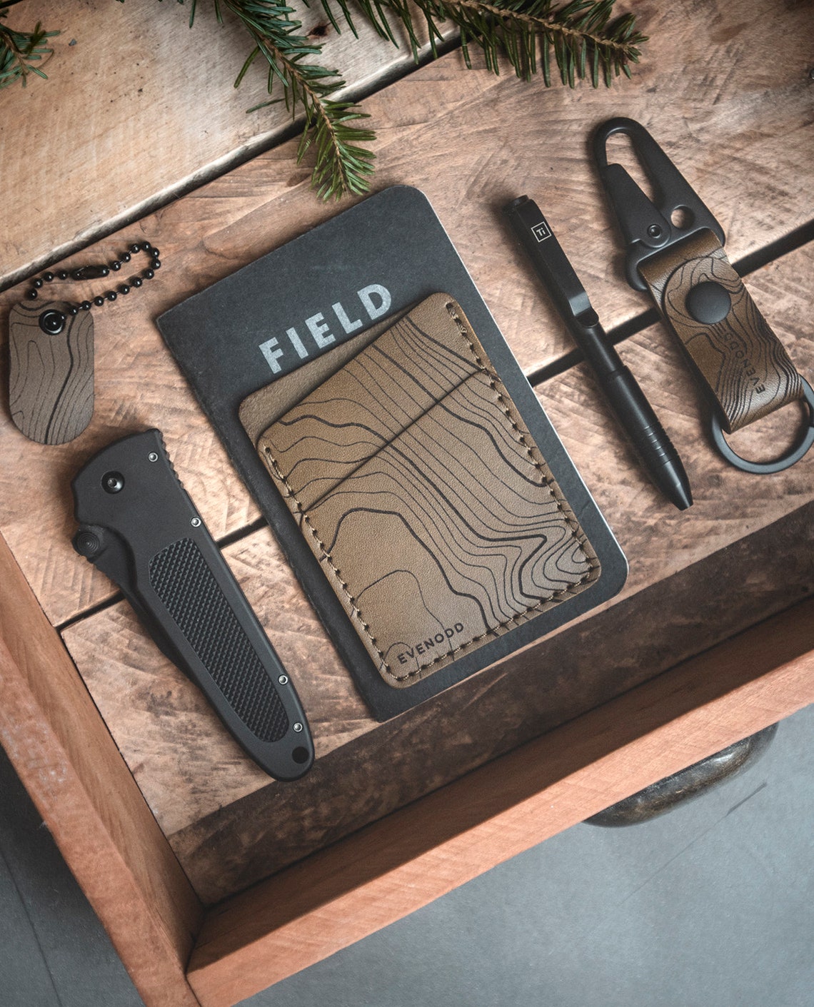 Leather Vertical Slim Wallet - Topographic Design - Etsy