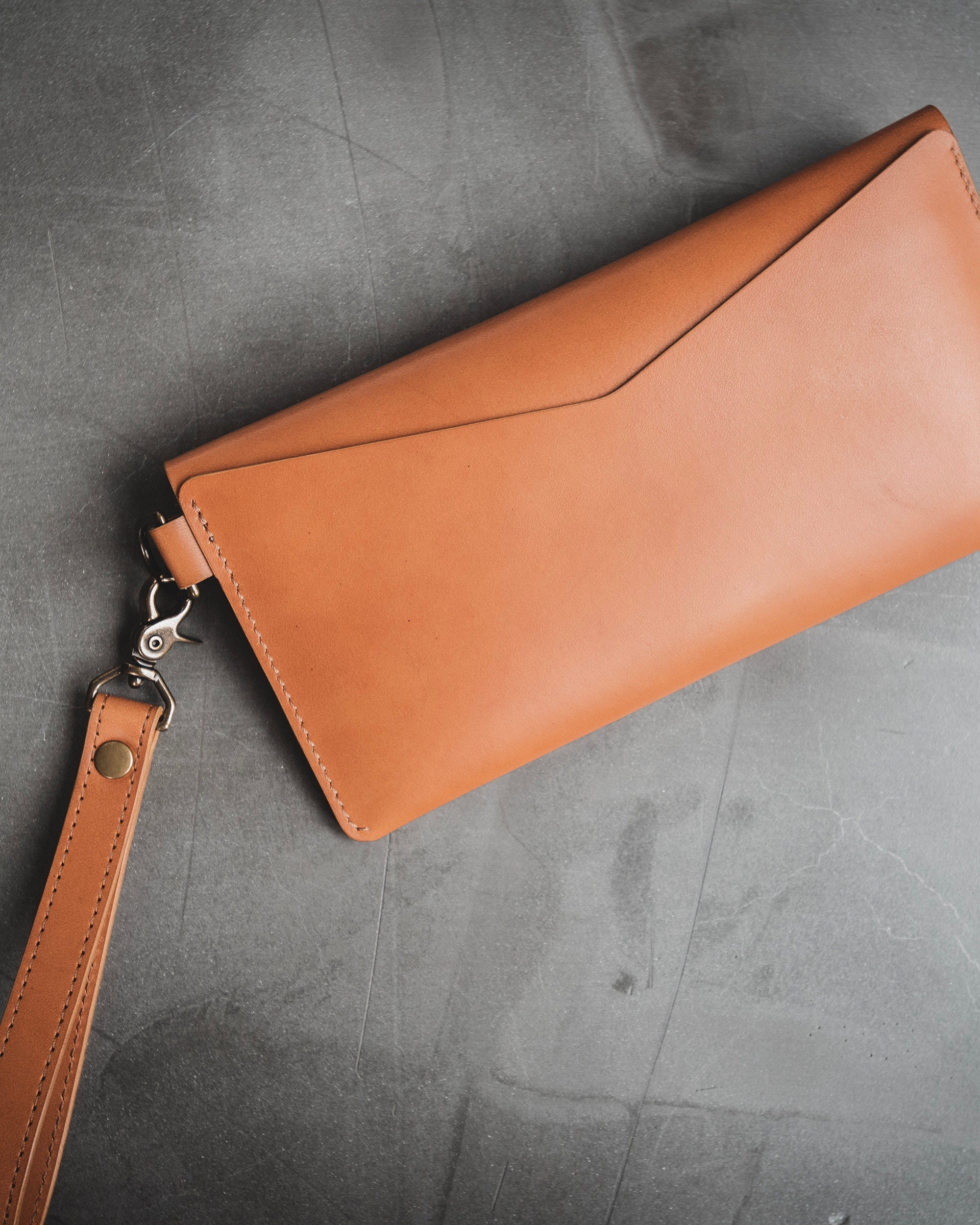 Leather Envelope Clutch Tan - Etsy