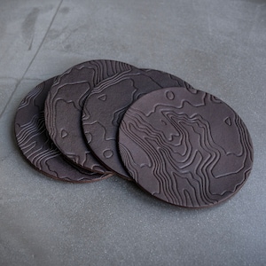 Leather Coasters - Topographic Map Pattern, 4 Pack - Etsy
