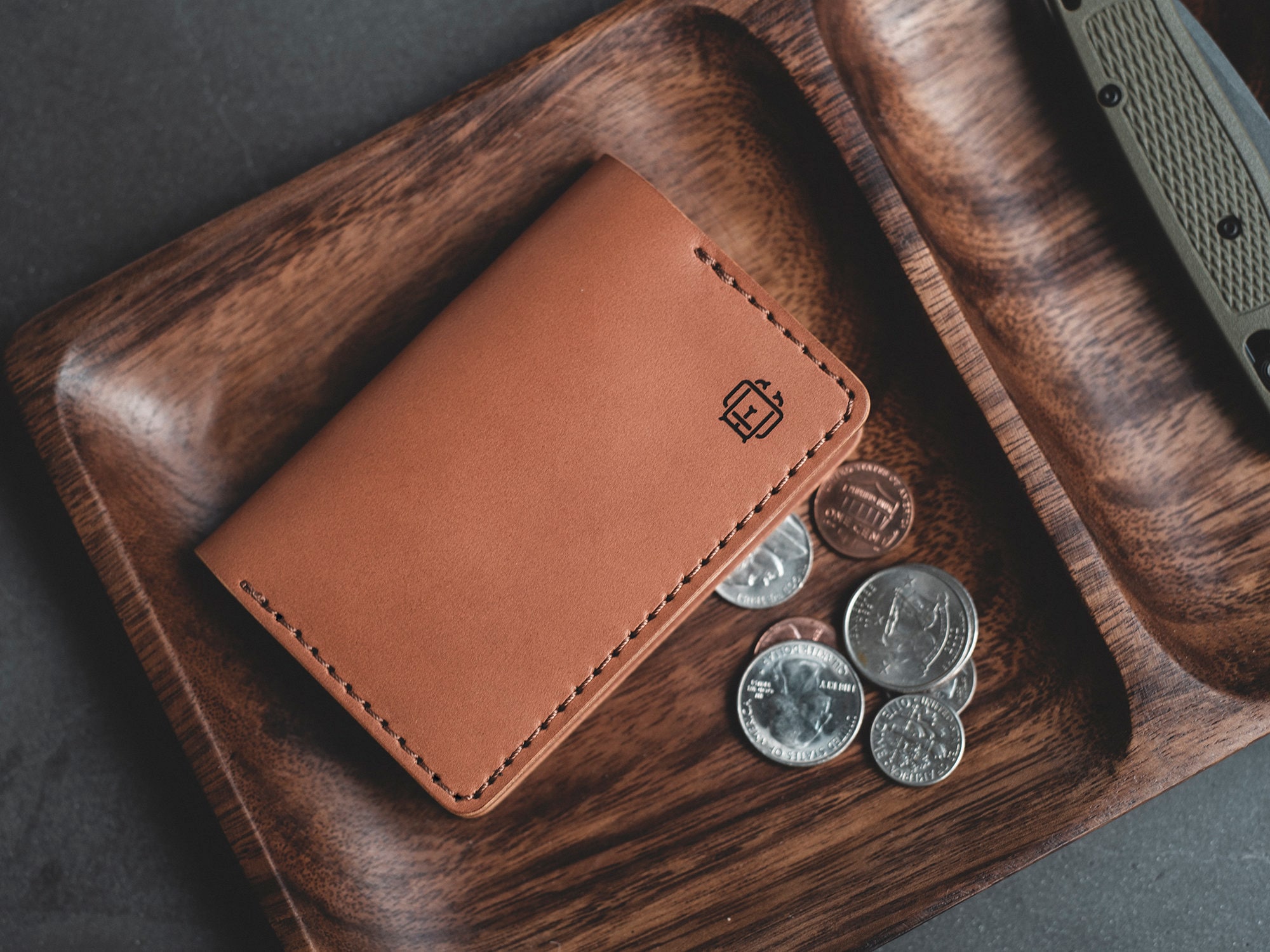 Bi-fold Card Wallet in Tan Leather - Etsy