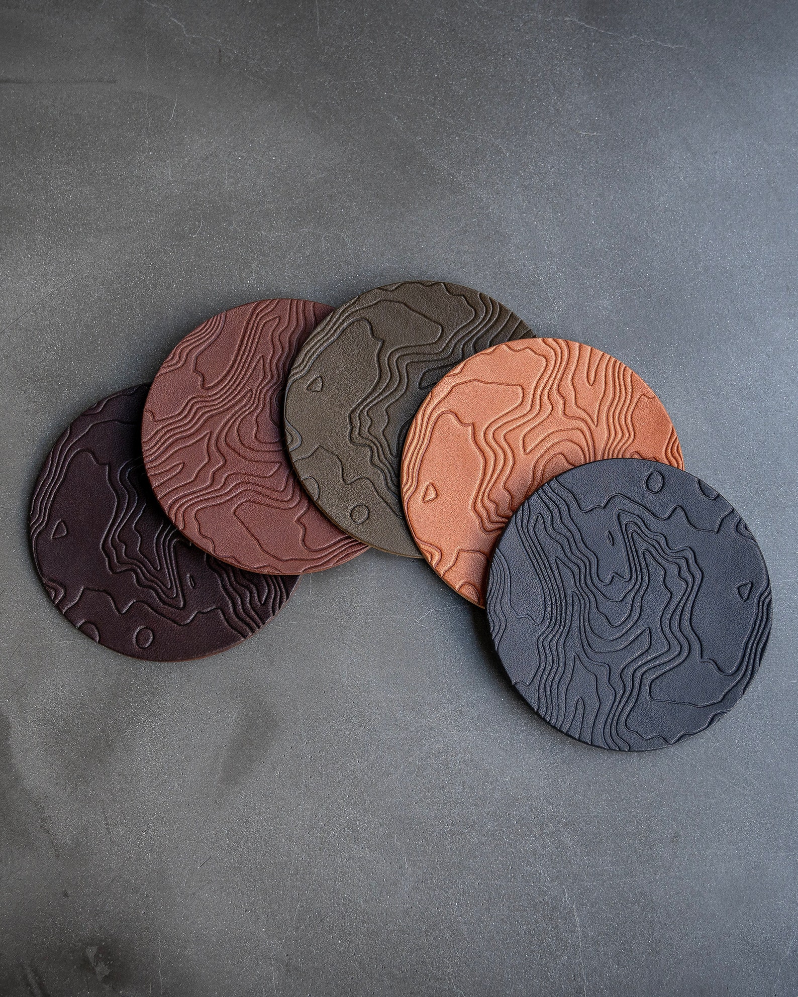 Leather Coasters - Topographic Map Pattern, 4 Pack - Etsy