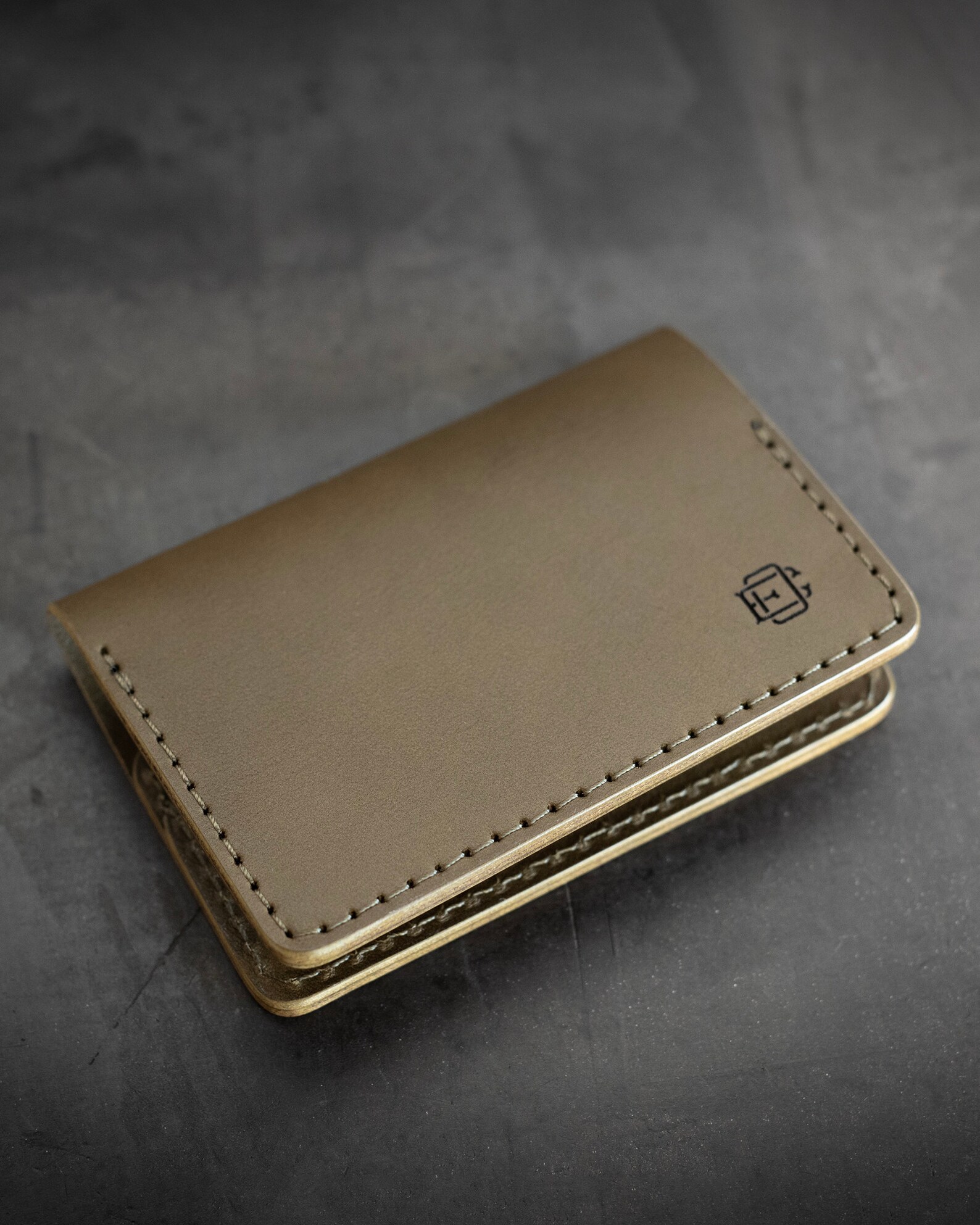 Bi-fold Card Wallet in Olive Green Leather - Etsy