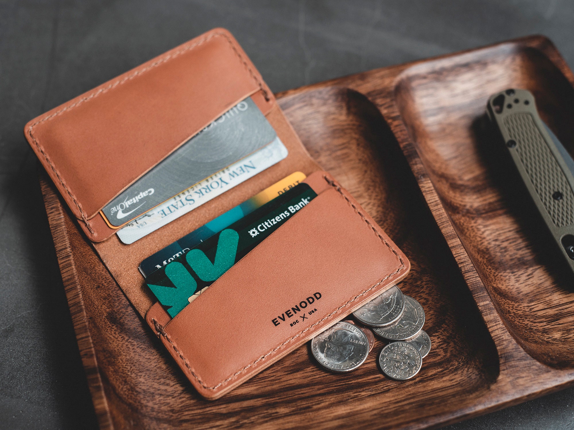Bi-fold Card Wallet in Tan Leather - Etsy