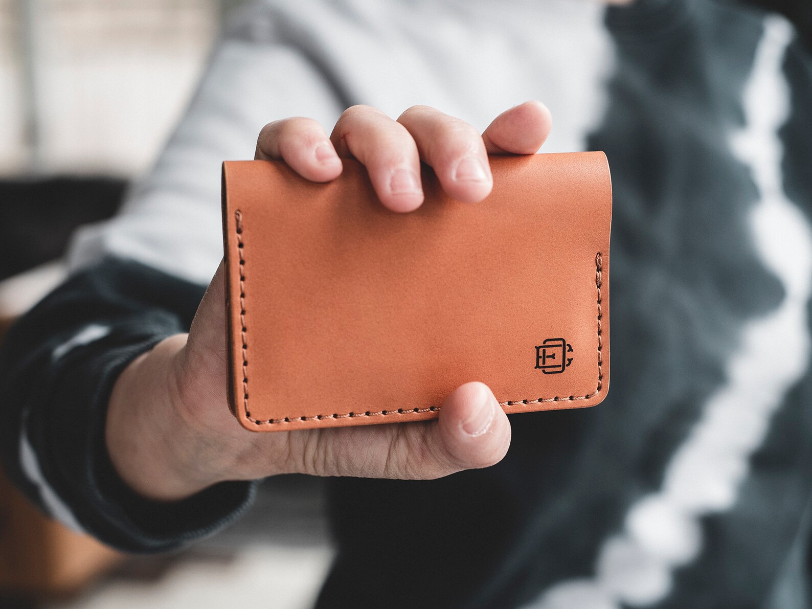 Bi-fold Card Wallet in Tan Leather - Etsy