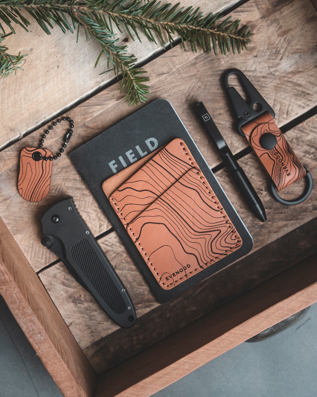 Leather Vertical Slim Wallet - Topographic Design - Etsy