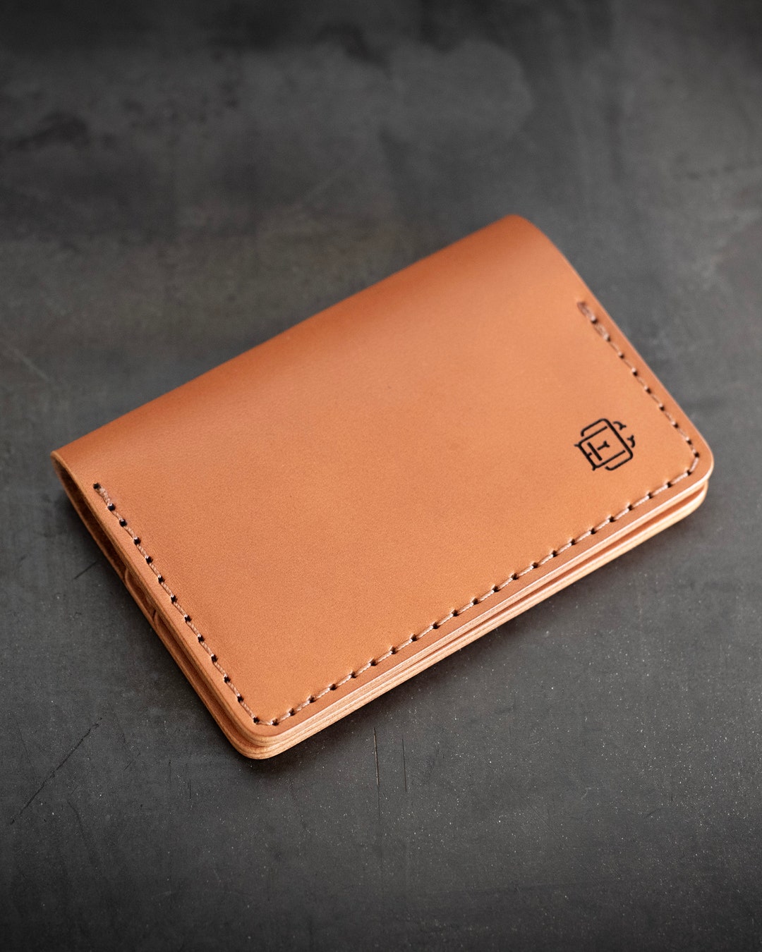 Bi-fold Card Wallet in Tan Leather - Etsy