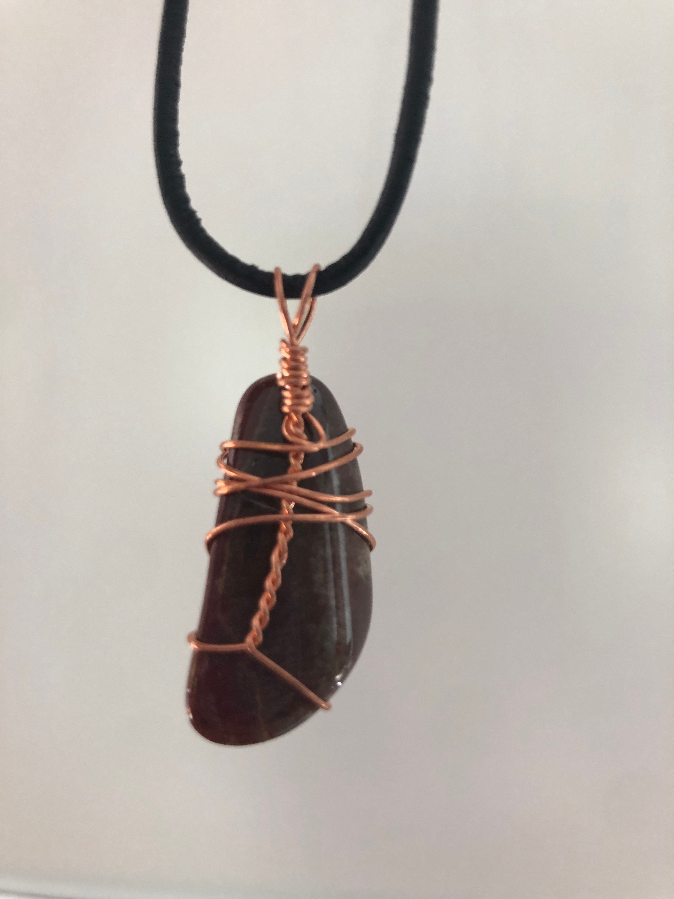 Jasper rainbow Copper Wire Wrapped Stone Pendant. Chakra Stone Necklace ...