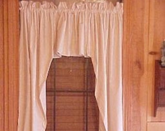 Farmhouse Primitive Country Unbleached Natural Muslin Swag Valance ...