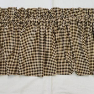 Country Primitive Black Tan Gingham Check Homespun Valance Rustic ...