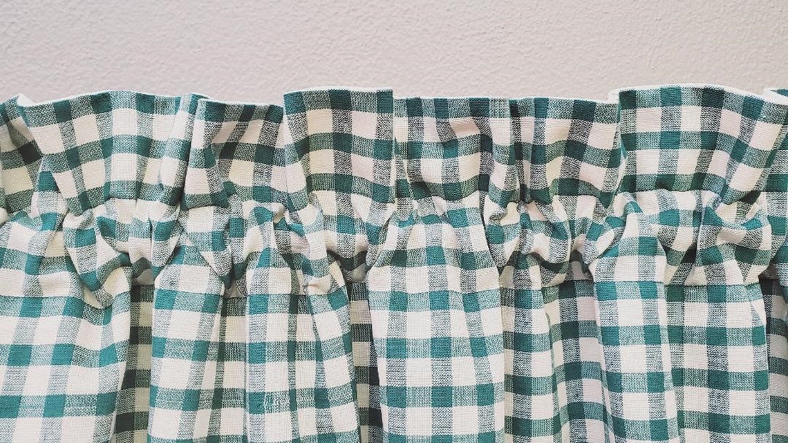 Handmade Country Primitive Green Check Homespun Valance Fully - Etsy
