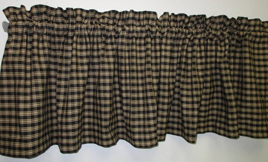 Country Primitive Black Plaid Valance Farmhouse Homespun - Etsy