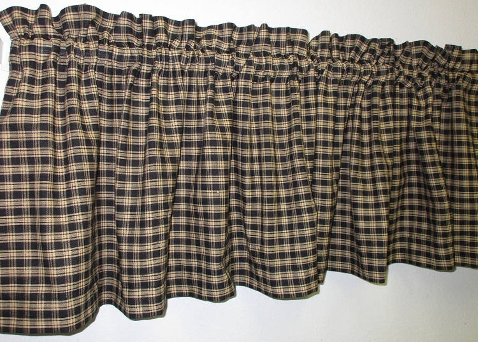 Country Primitive Black Plaid Valance Farmhouse Homespun - Etsy