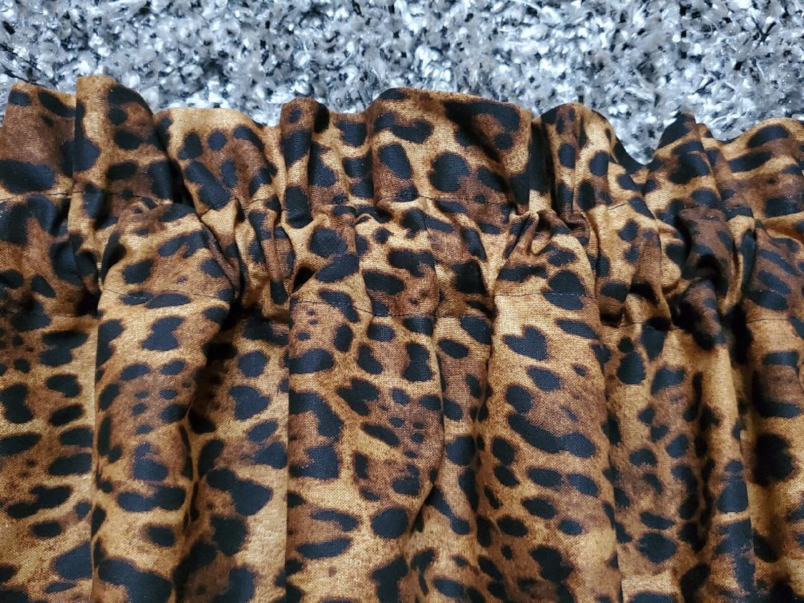 Black Brown Animal Print Leopard Valance Cheetah Curtains - Etsy