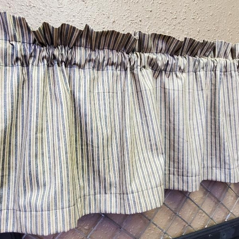 Blue Ticking Curtains - Etsy