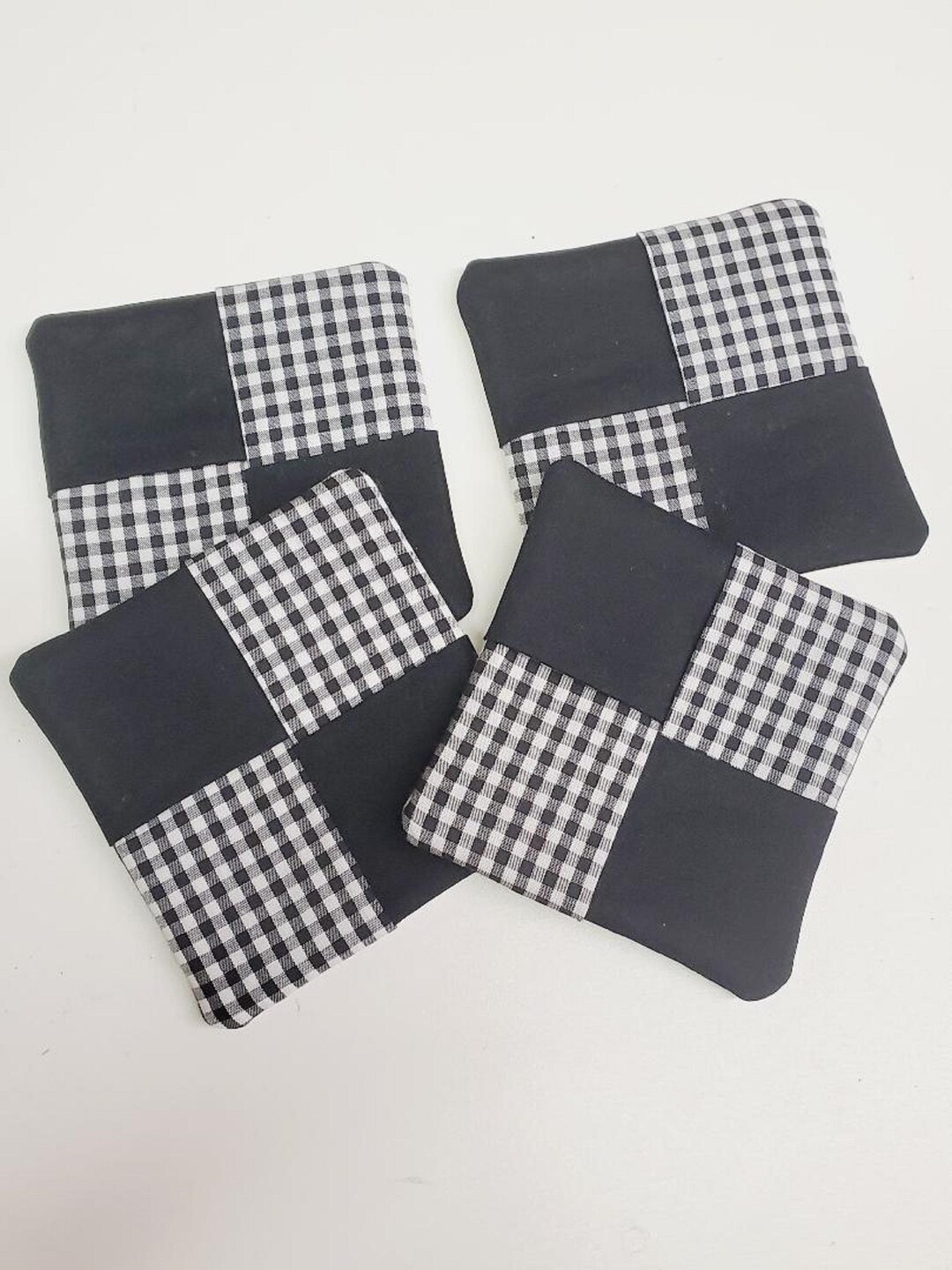 4 Country Primitive Farmhouse Black and White Gingham Check Fabric ...