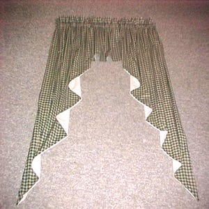 Made to Order Country Primitive Green Plaid Homespun Swags Fully Lined ...