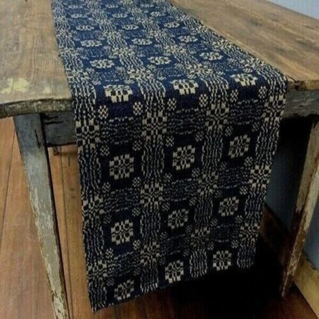 Colonial Country Primitive Gettysburg Blue Lovers Knot Table Runner 54 ...