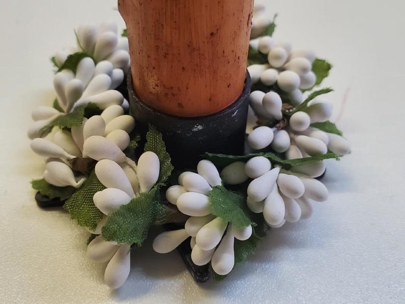 Set of 2 Country Primitive White Pip Berry Taper Candle Rings 1.5 ...