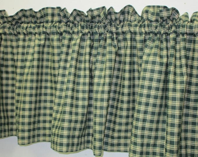 Country Primitive Green Plaid Homespun Valance Rustic Log Cabin ...