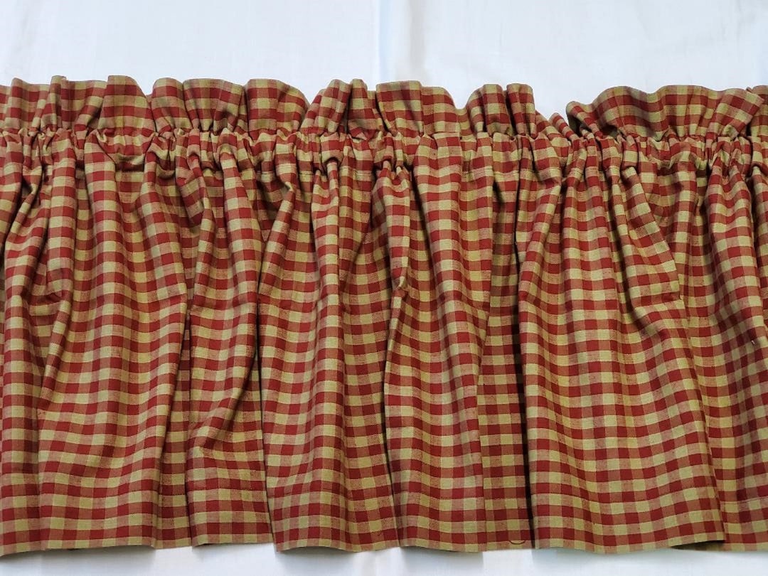 Handmade Country Primitive Burgundy Check Homespun Valance - Etsy